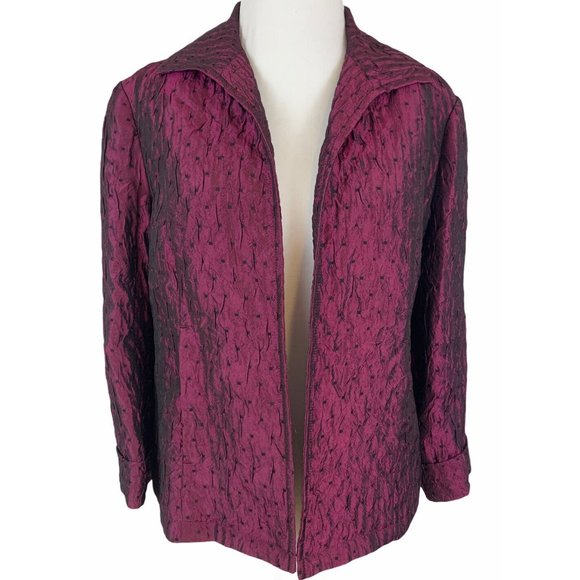 Chico's | Jackets & Coats | Chicos Magenta Pink Metallic Black ...
